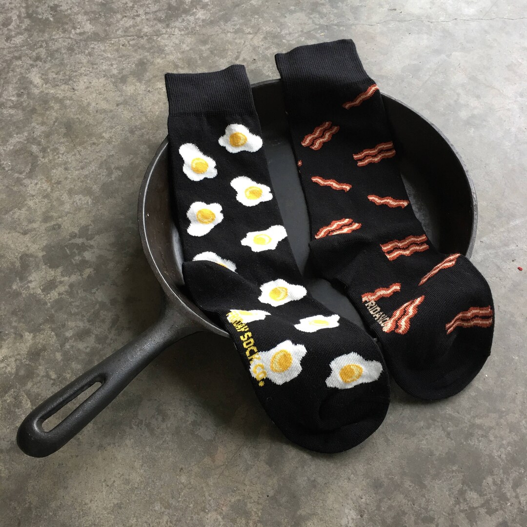 Bacon and Eggs Socks | Friday Socks | Fun Mismatched Socks | Cotton ...