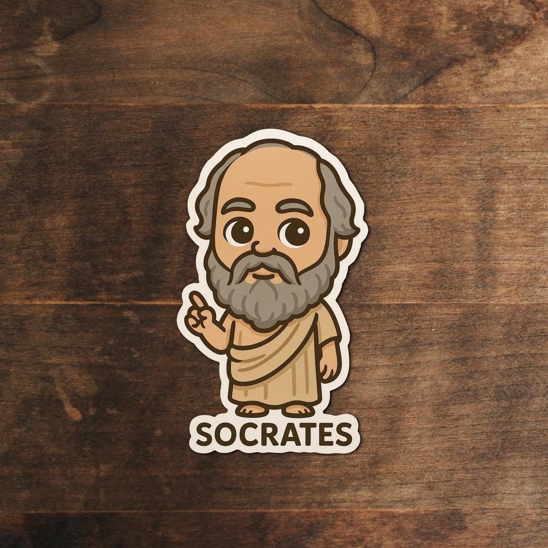 Cute Socrates Sticker – Greek Philosopher Vinyl Sticker for Laptop ...