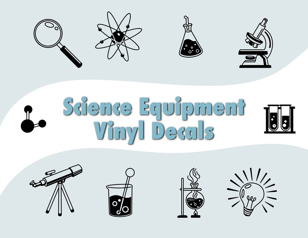 Set of Science Equipment Vinyl Decals | Science Decals | Laboratory ...