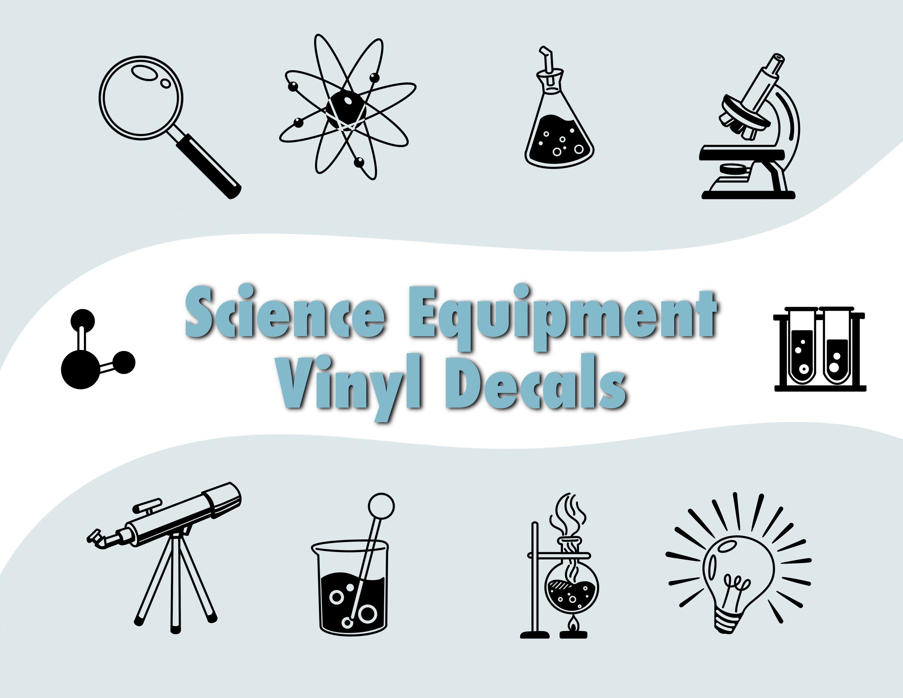 Set of Science Equipment Vinyl Decals Science Decals Laboratory Decals ...