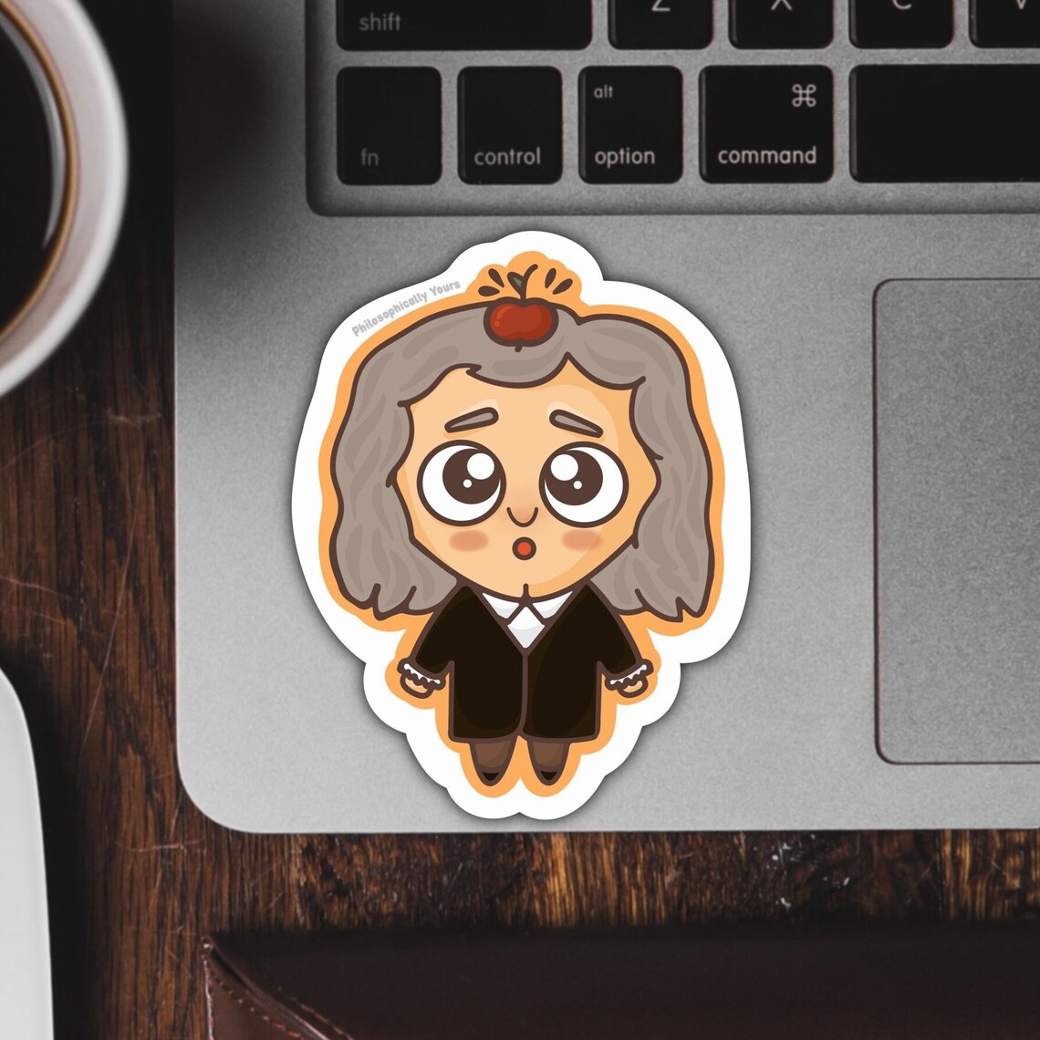 Isaac Newton Cartoon Sticker - Playful Physics Vinyl Decal - Etsy