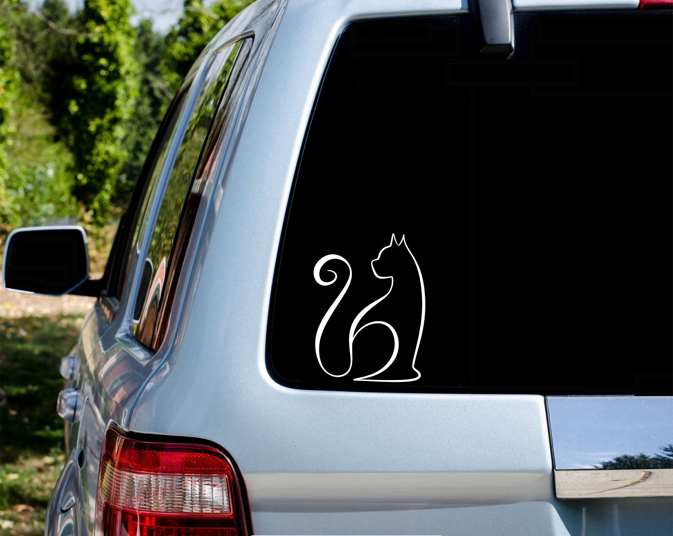 Sleek and Minimalist Line Art Cat Decal Purr-fectly Simple - Etsy