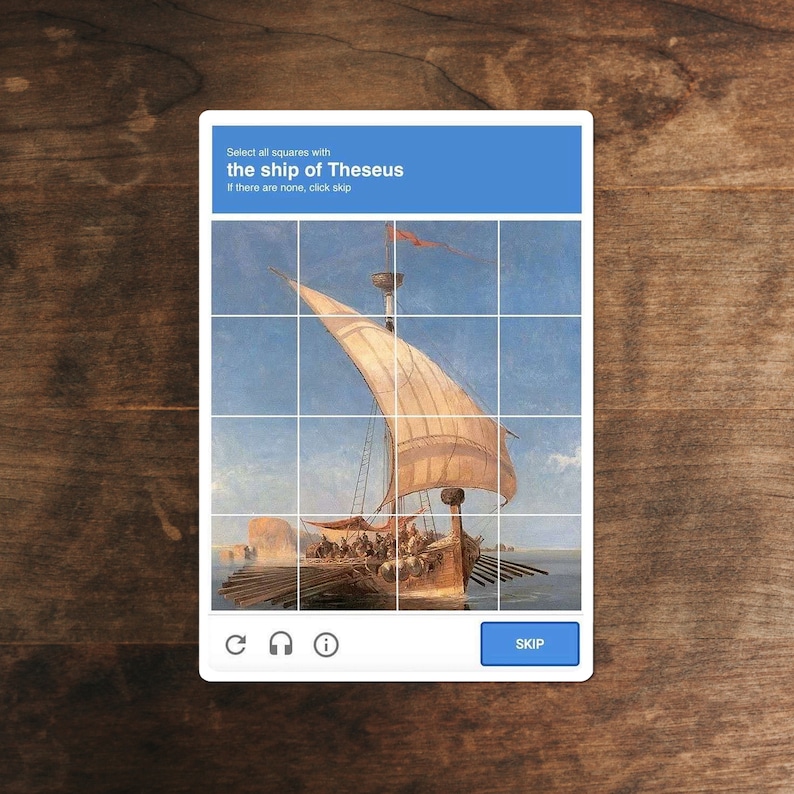Ship of Theseus Sticker: Philosophical Captcha Art - Etsy