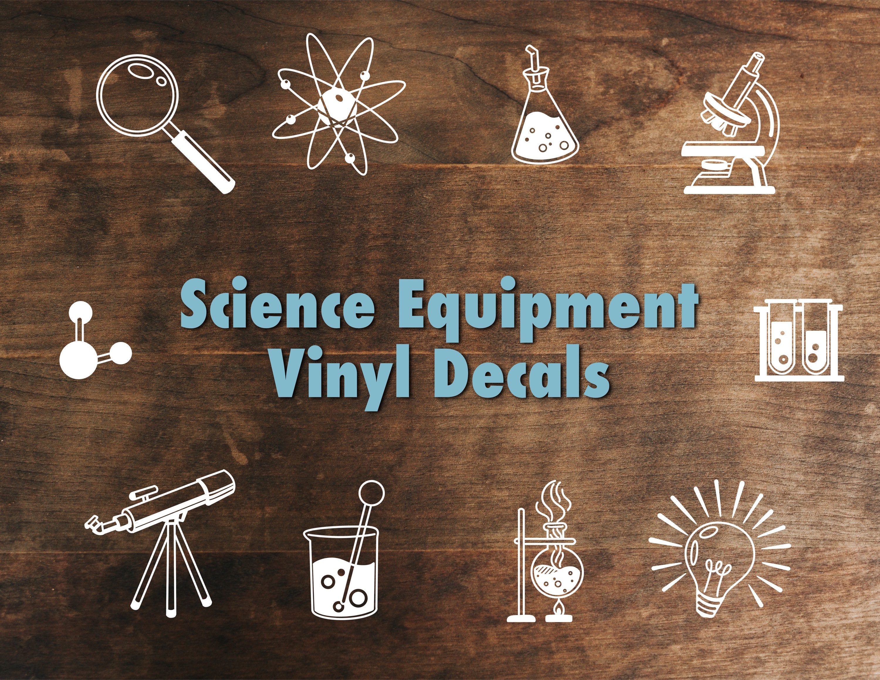 Set of Science Equipment Vinyl Decals Science Decals Laboratory Decals ...
