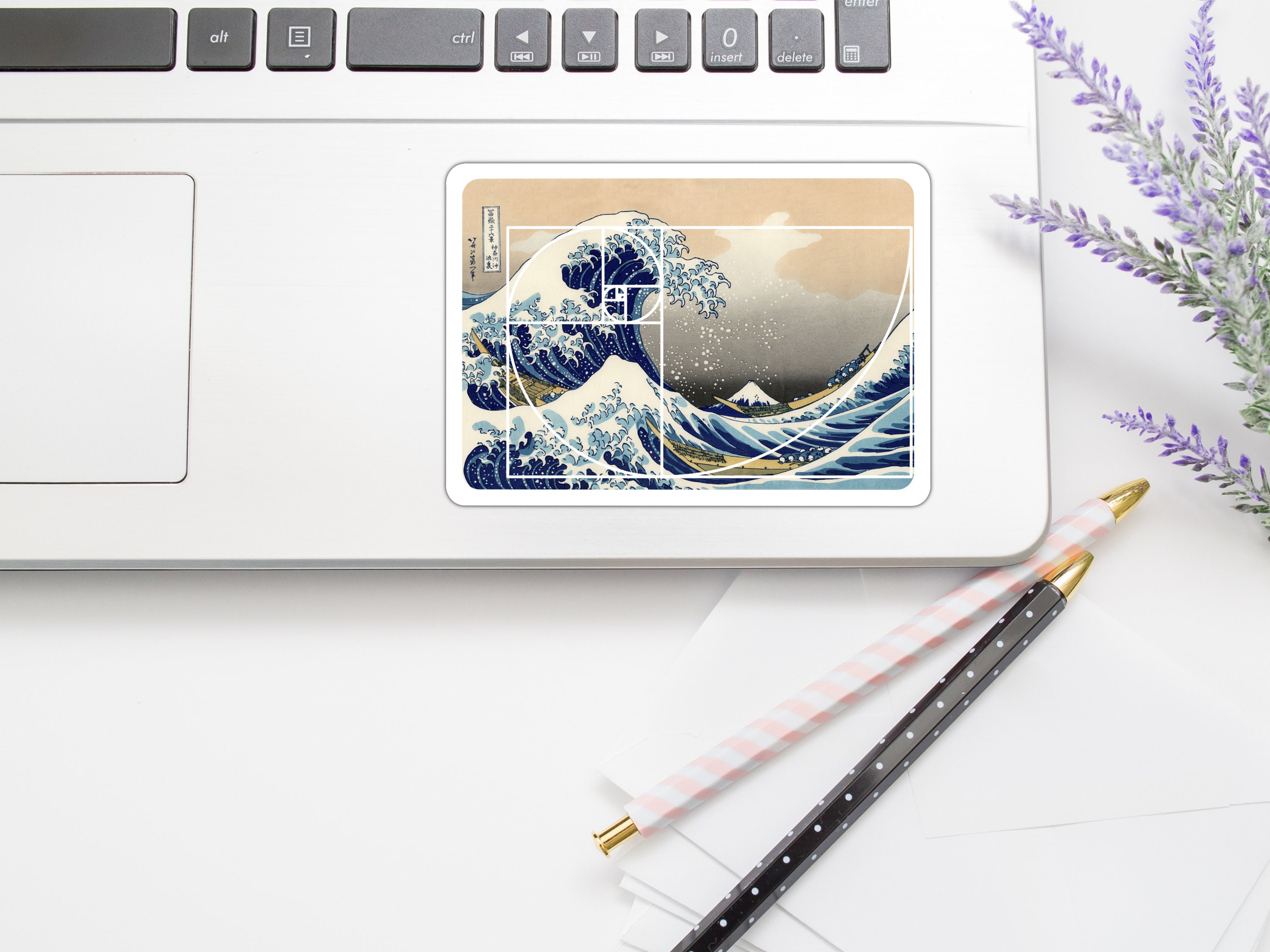The Great Wave off Kanagawa Golden Ratio Fibonacci Spiral Art Sticker ...