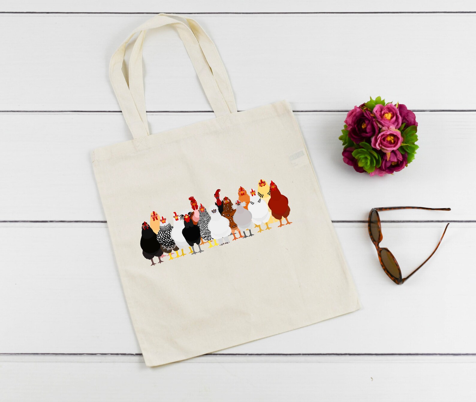 Chickens Tote Bag Chicken Market Bag Chicken Grocery Tote - Etsy