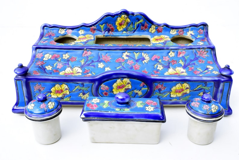 Antique Ink Set Les Bleus De Louviere Vintage Longwy Style Pen | Etsy