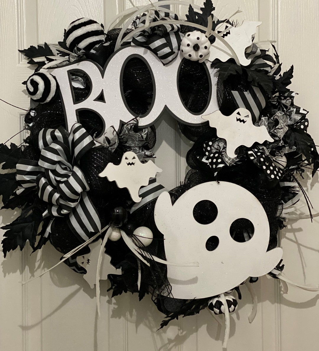 B00 Ghosts Ghost Wreath Halloween Halloween Wreath Black - Etsy