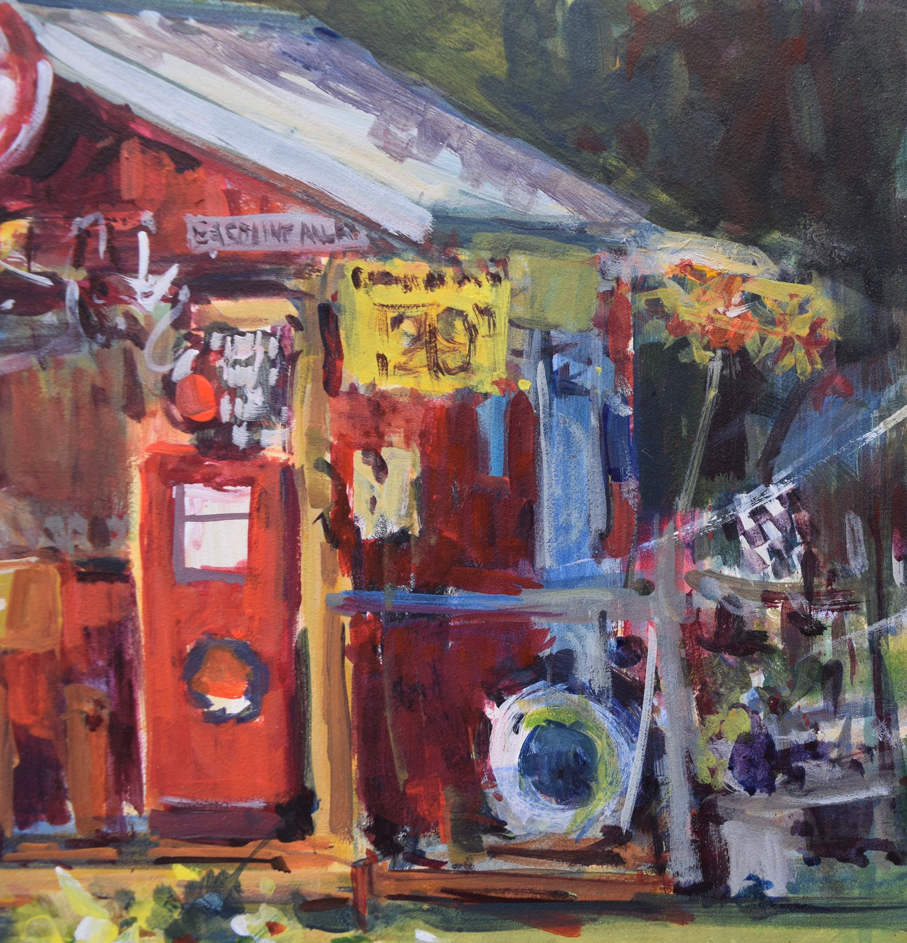 Original Acrylic Painting of Vintage Gas Station, Gasoline Antiques ...