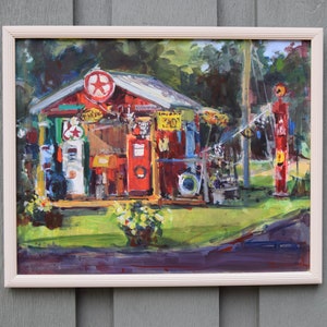 Original Acrylic Painting of Vintage Gas Station, Gasoline Antiques ...