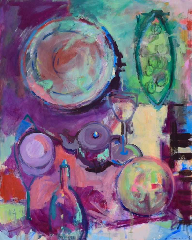 Original Abstract Still Life Vertical Painting - Etsy