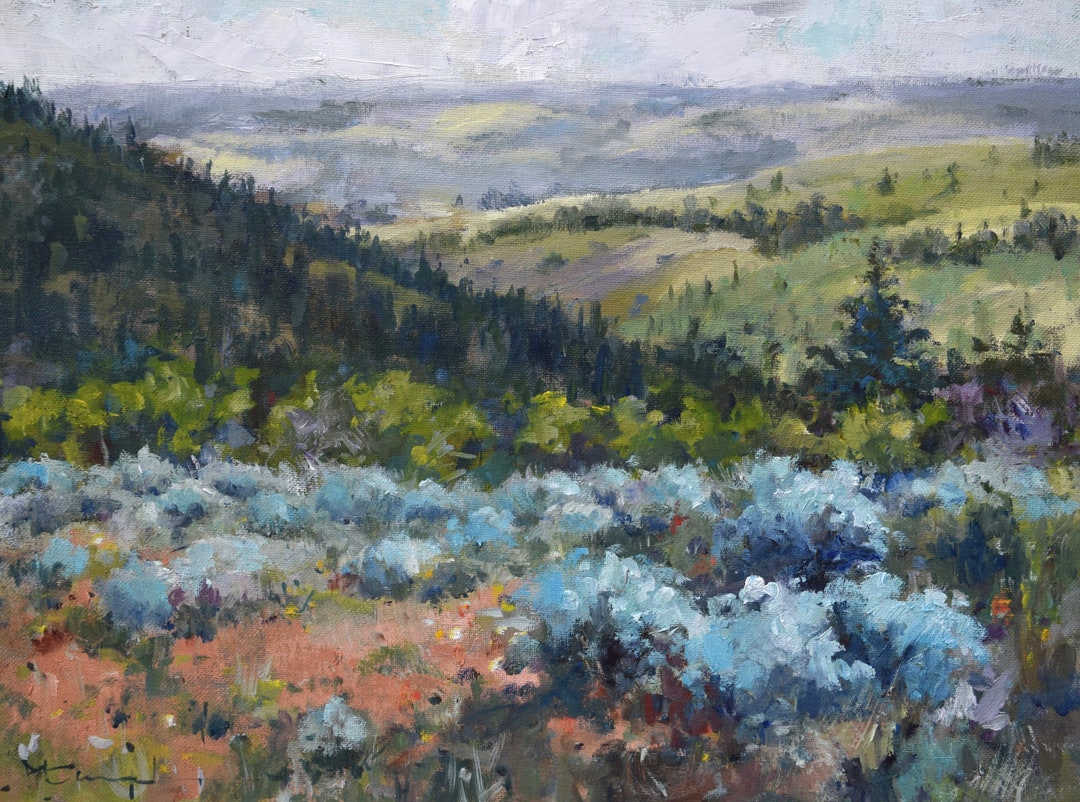 Idaho Sawtooth Hills Vista Framed Oil Painting - Etsy