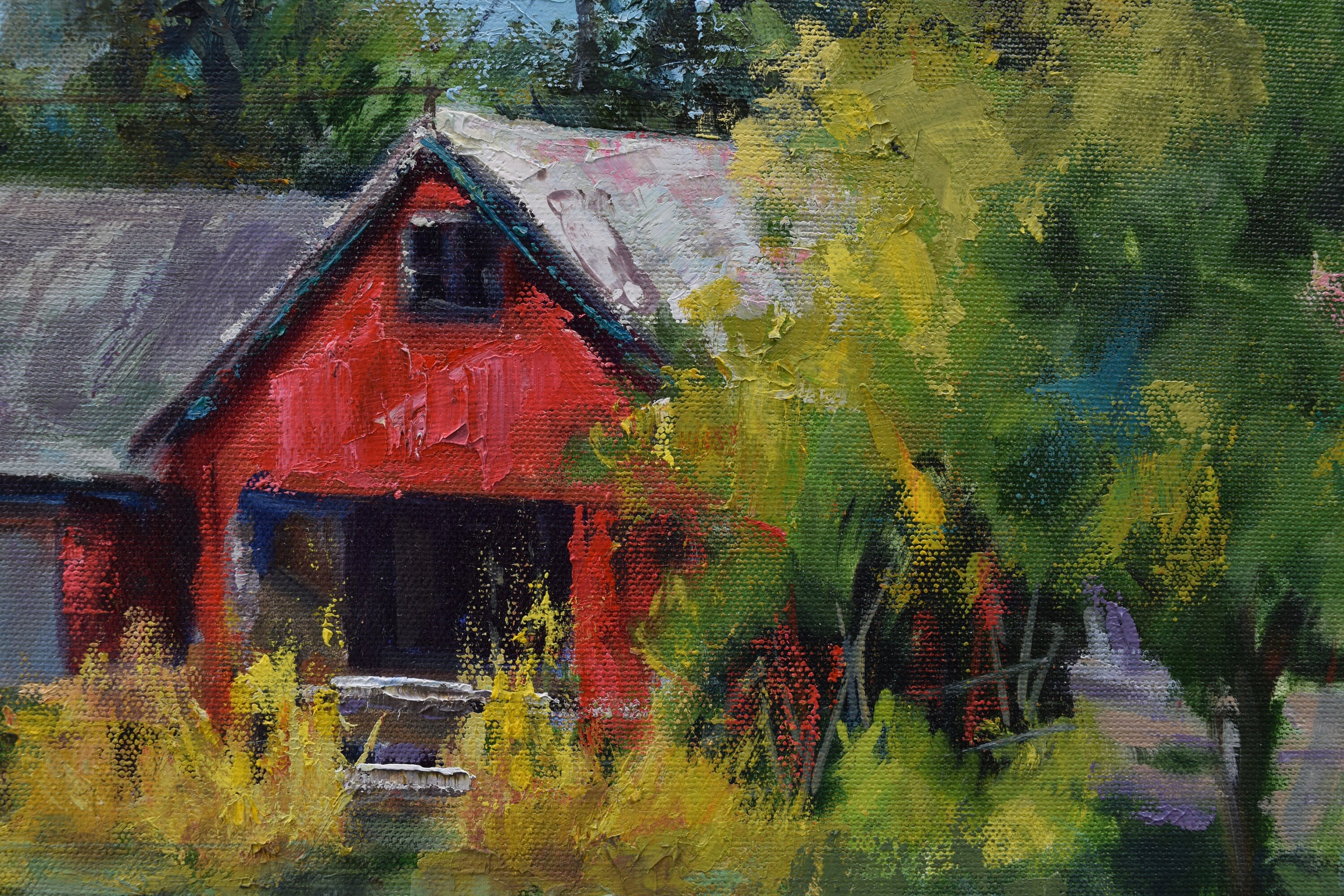 Red Farm Shed Oil Painting, Farmhouse Decor - Etsy