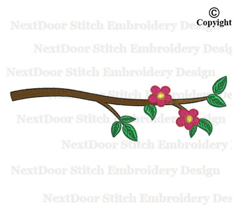 Branch Machine Embroidery Design Leaves Flower Filled Stitch | Etsy