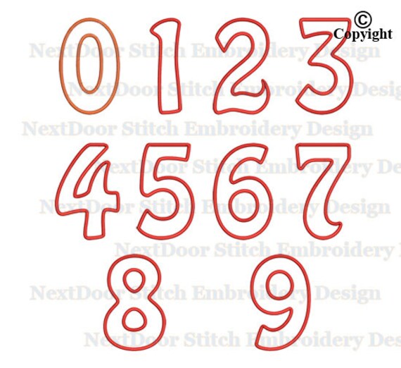 Embroidery Applique Numbers Set 0-9 Hobo Std Font BX Files | Etsy