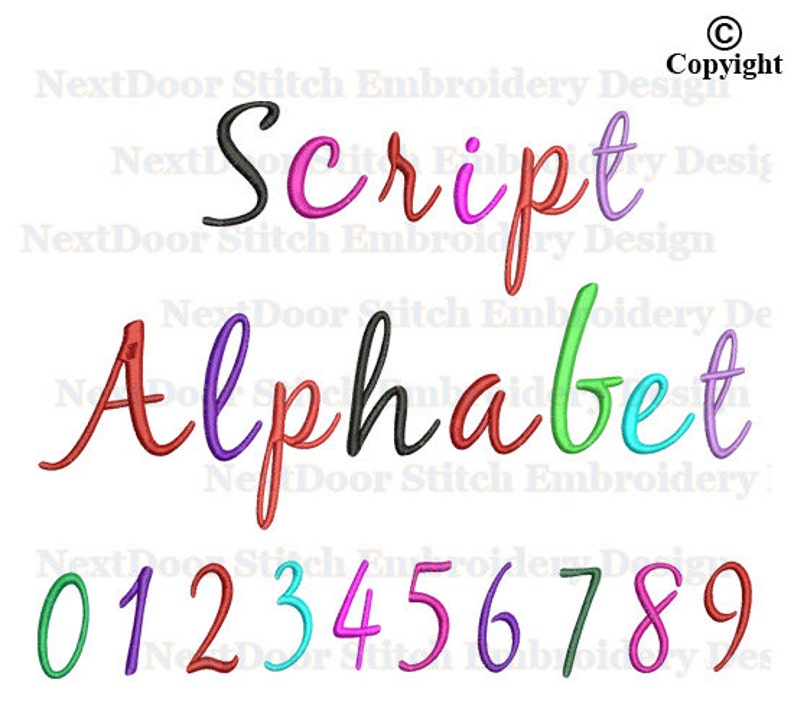 Hand Script Font Embroidery Design Curly Alphabet Set - Etsy