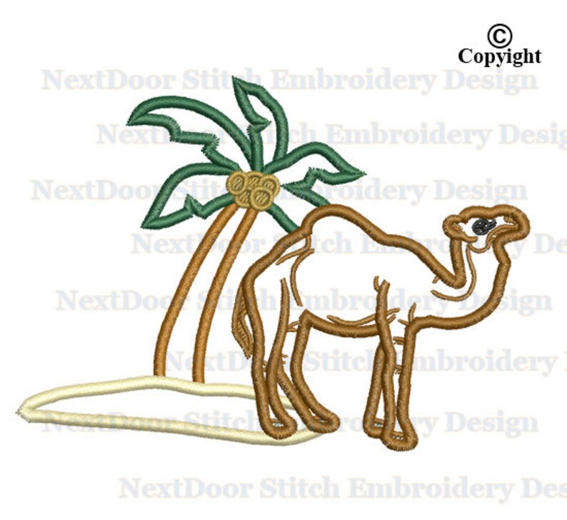 Camel Embroidery Applique Design Palm Tree Machine - Etsy