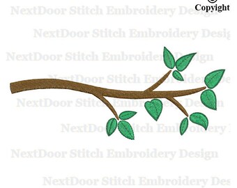 Branch Machine Embroidery Design Leaves Flower Filled Stitch | Etsy