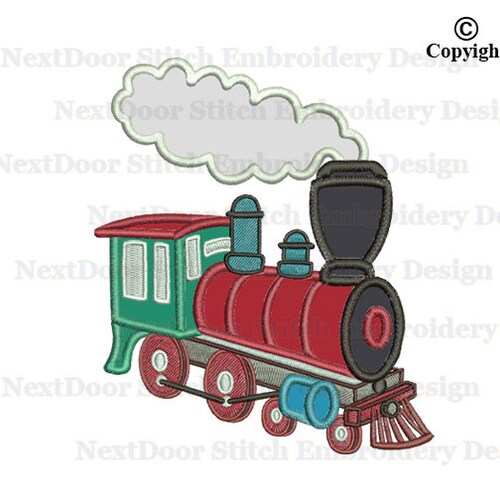 Train Engine Applique Machine Embroidery Design Boy Blue Red - Etsy