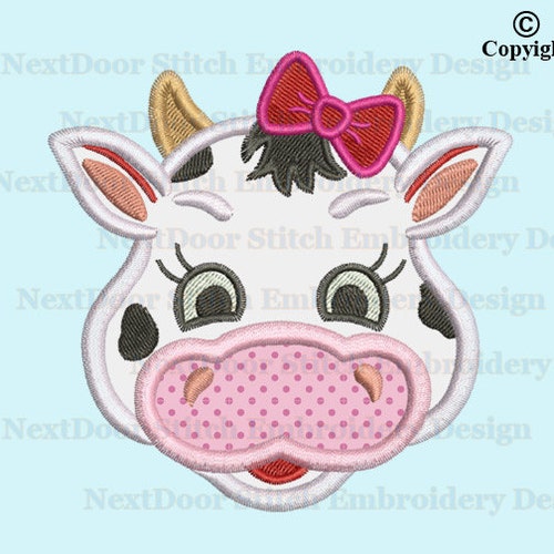 Cow Face Farm Animal Machine Embroidery Applique Design - Etsy