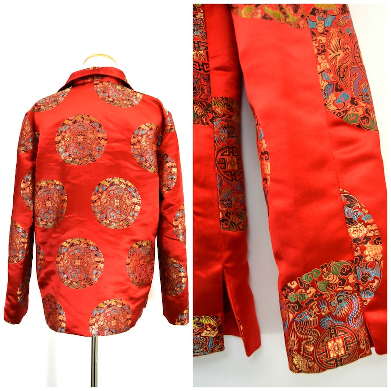 Vintage Red Silk Jacket Chinese Silk Dragon Jacket - Etsy