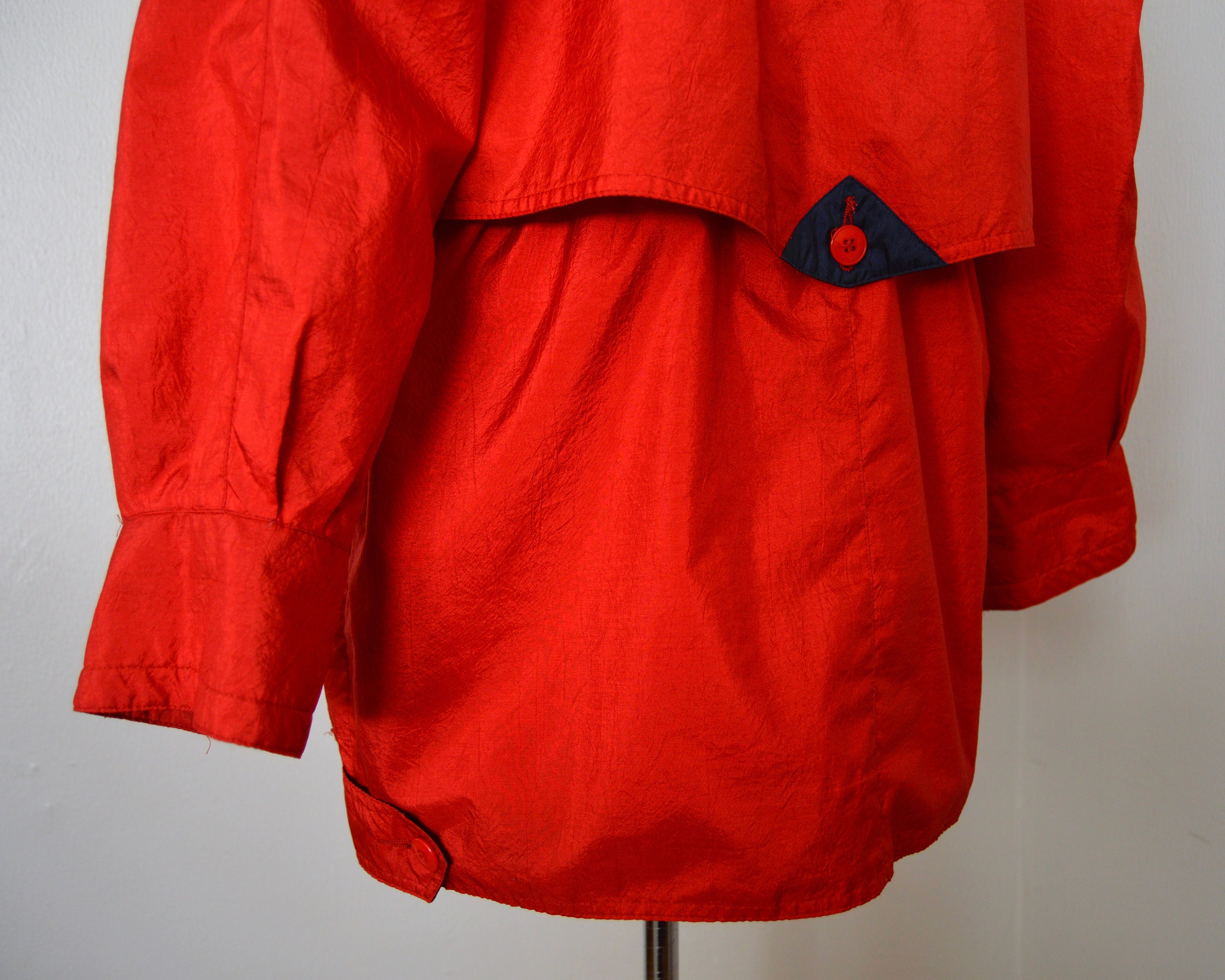 80s Red Windbreaker Parka Jacket 1980s Long Athletic Jacket - Etsy
