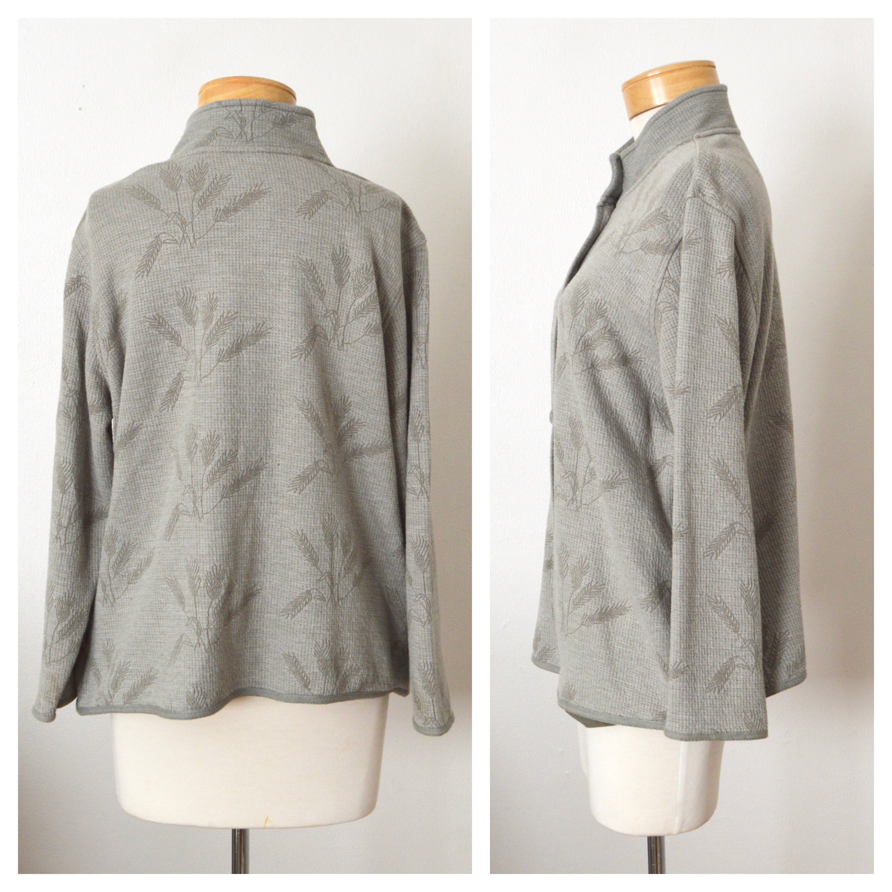 90s Cotton Knit Jacket Botanical Print Casual Softshell - Etsy