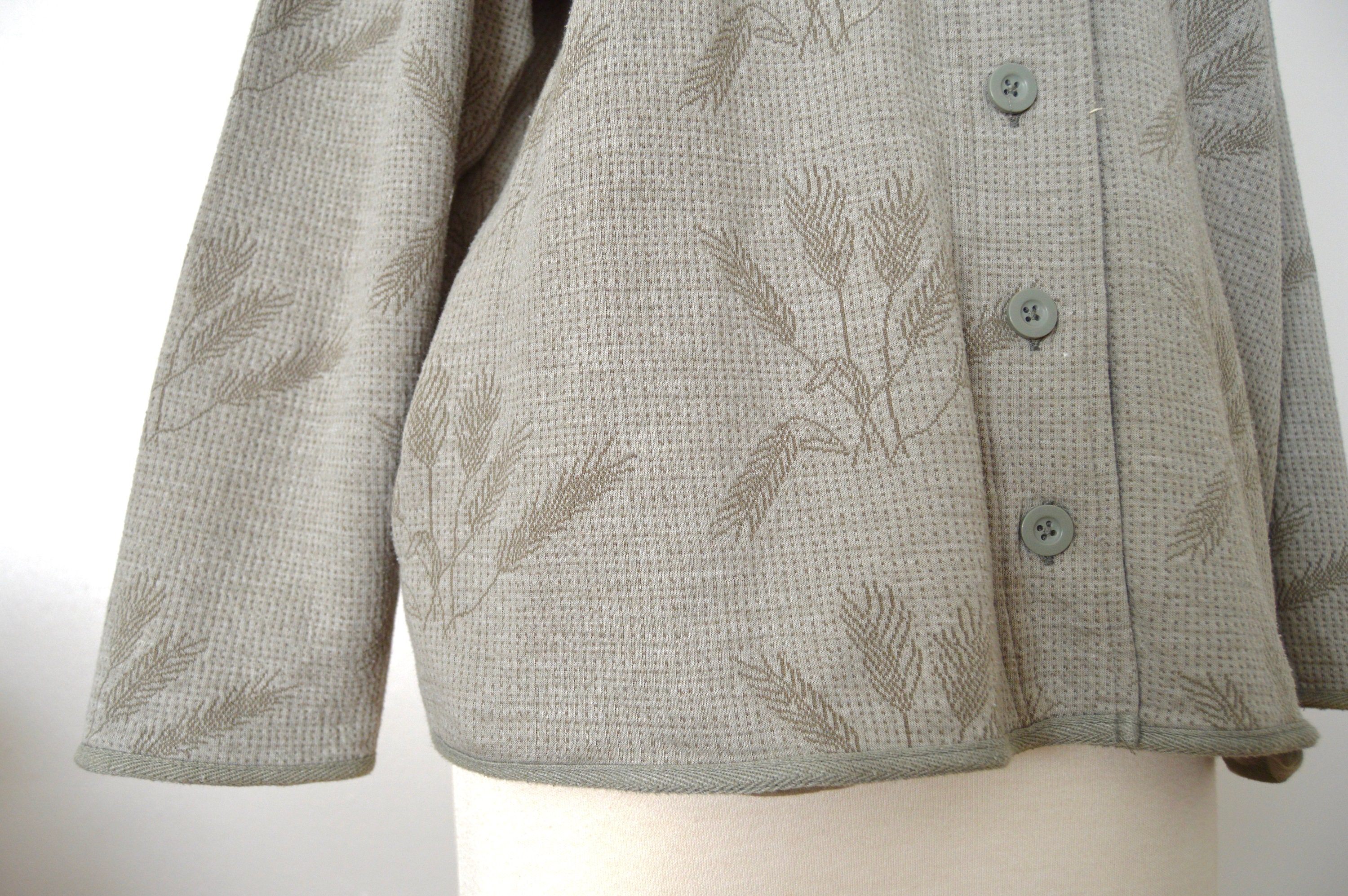 90s Cotton Knit Jacket Botanical Print Casual Softshell - Etsy