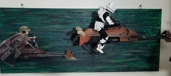 Star Wars ROTJ Endor Bike Chase Mixed Media 16x42 - Etsy