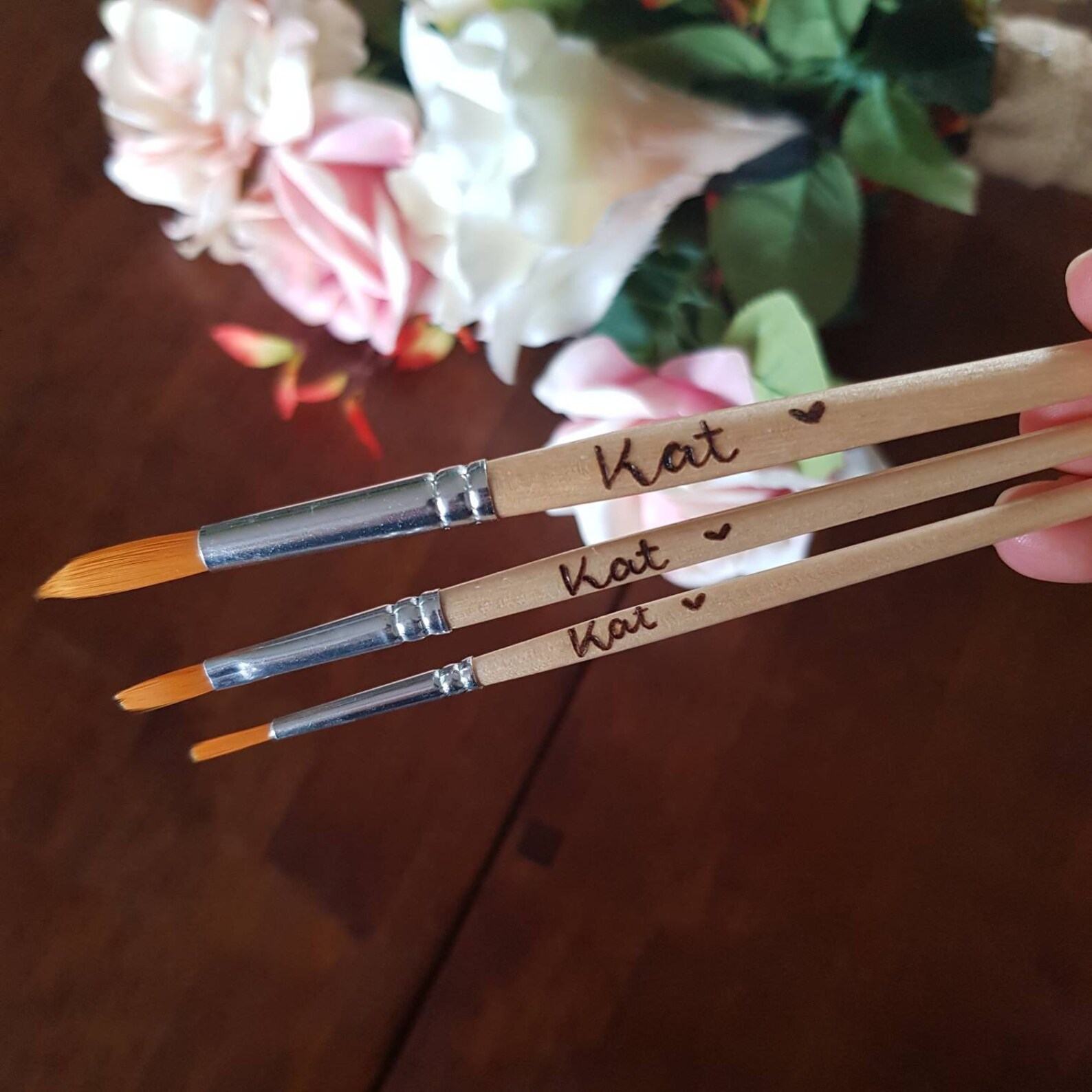 Personalised Paint Brush,custom Brush Set, Wood Burned Artist Supplies ...