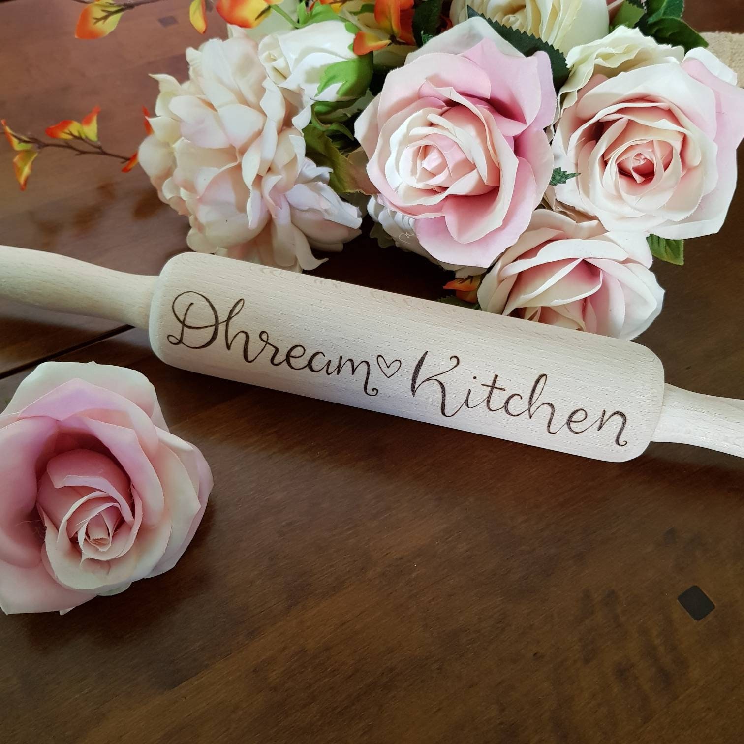 Personalised rolling pin baking gift with custom pyrography | Etsy