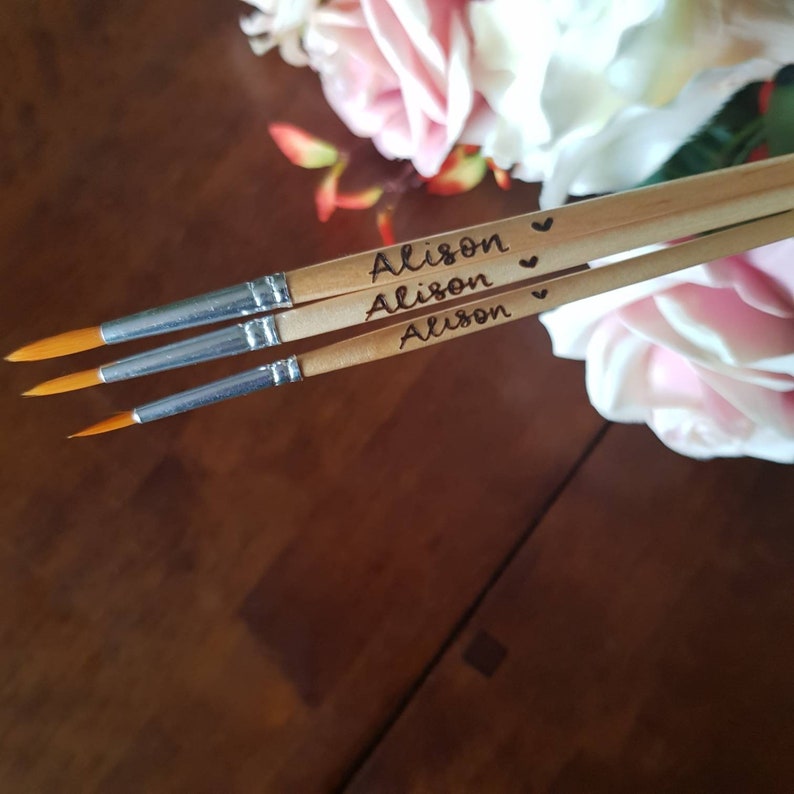 Personalised Paint Brush,custom Brush Set, Wood Burned Artist Supplies ...