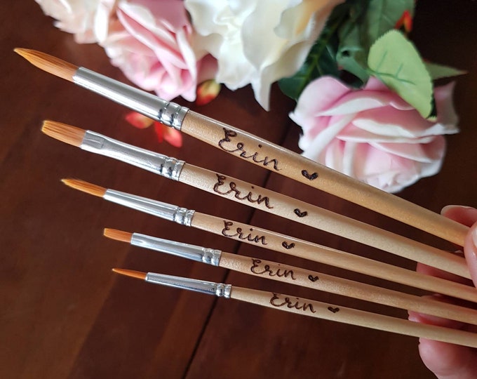 Personalised Paint Brush,custom Brush Set, Wood Burned Artist Supplies ...