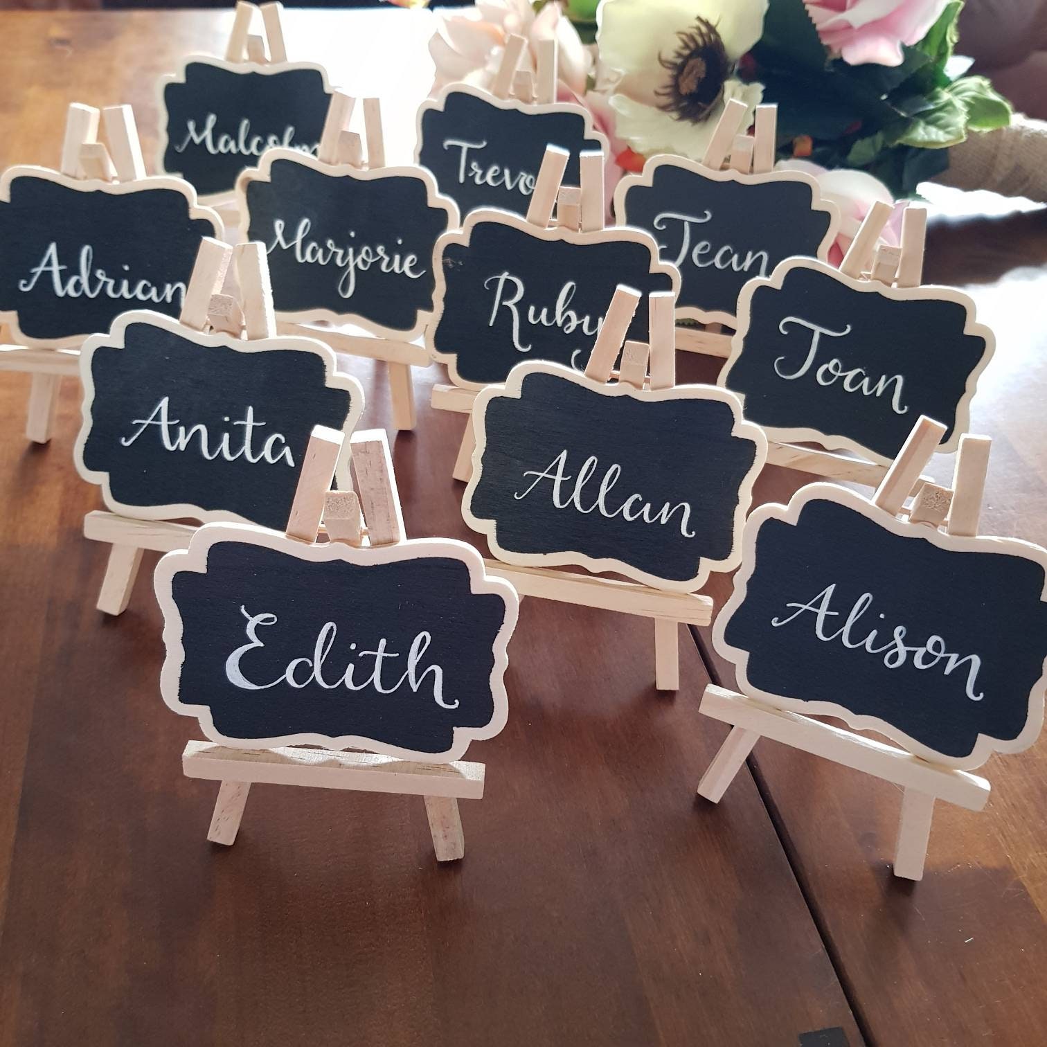 Hand lettered place markers name signs mini blackboard | Etsy