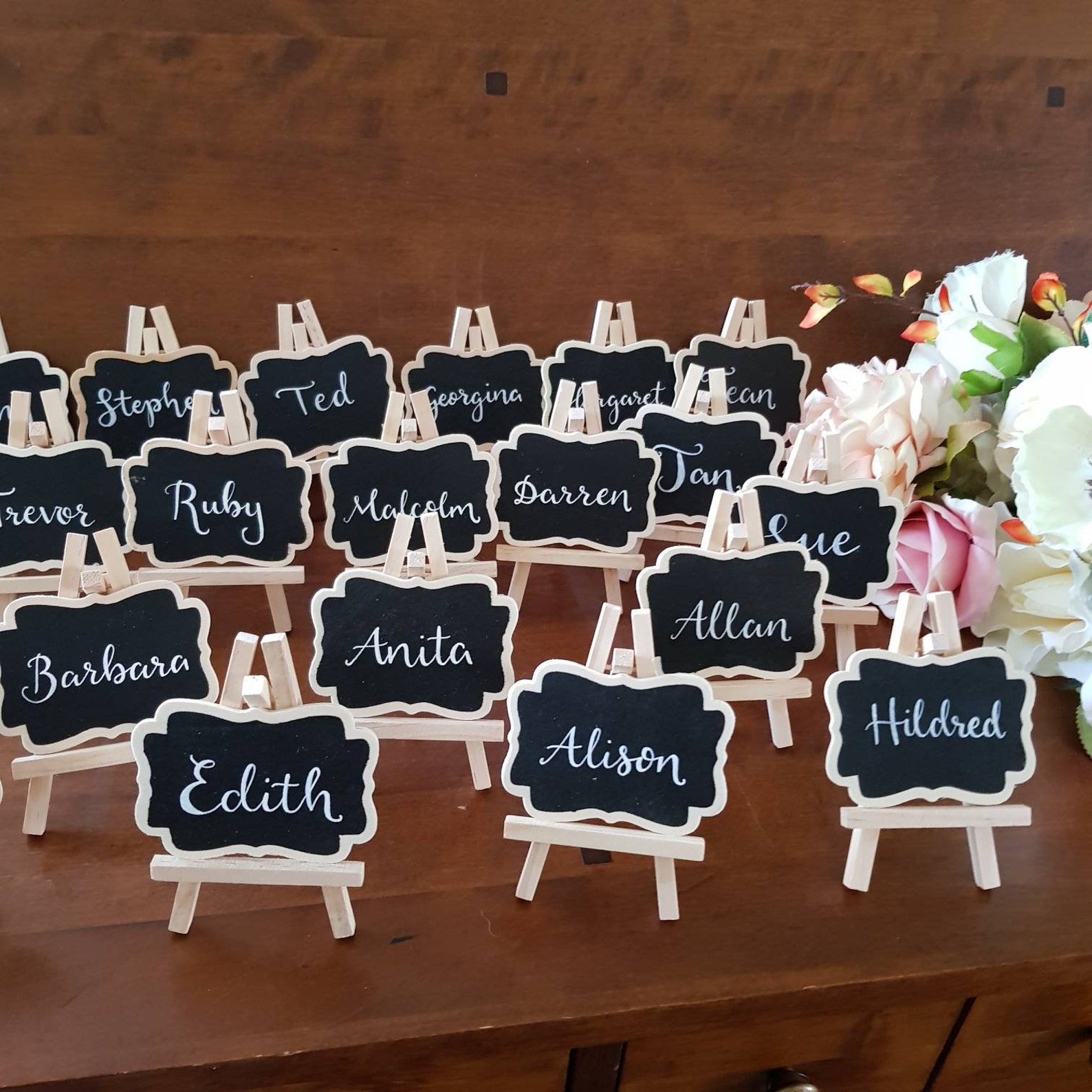 Hand lettered place markers name signs mini blackboard | Etsy