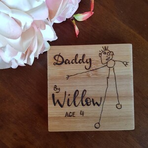 Wooden Coasters With Child's Drawing, Set of Drinks Coasters With ...