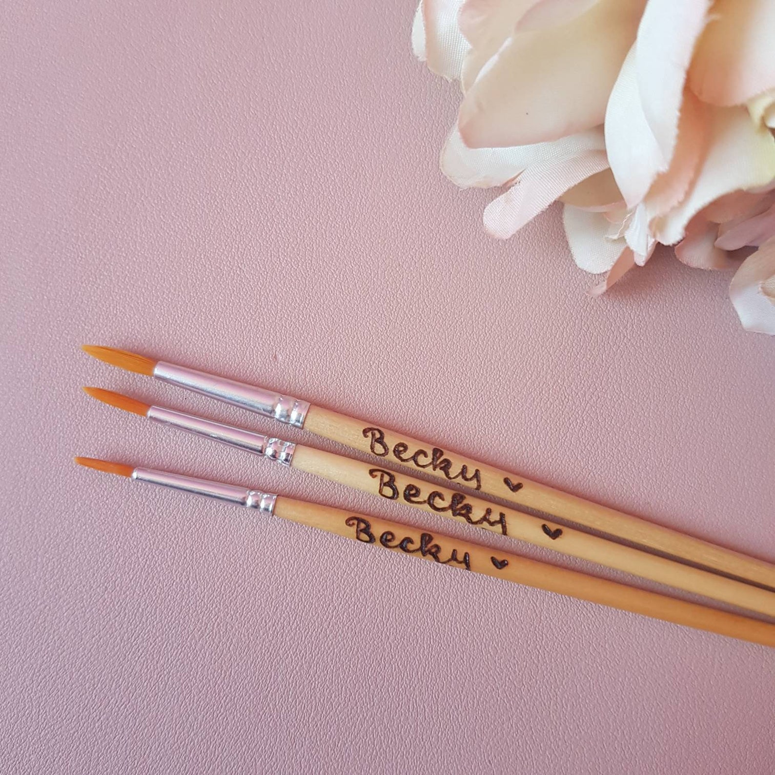 Personalised Paint Brushcustom Brush Set Wood Burned Artist - Etsy