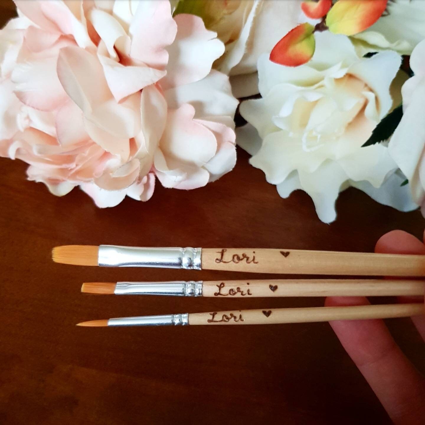Personalised Paint Brushcustom Brush Set Wood Burned Artist - Etsy