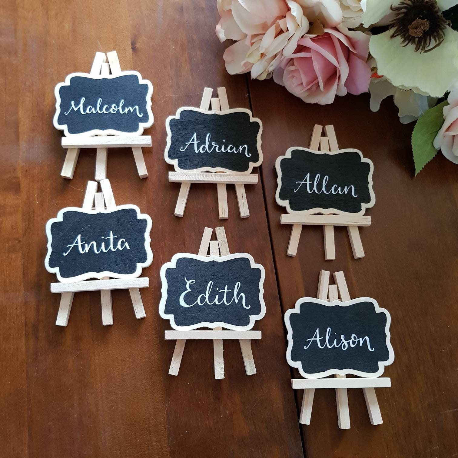 Hand lettered place markers name signs mini blackboard | Etsy