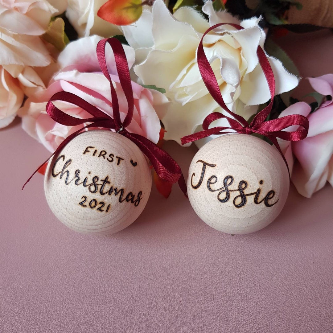 Personalised Wooden Bauble, Personalised Christmas Bauble, Christmas ...