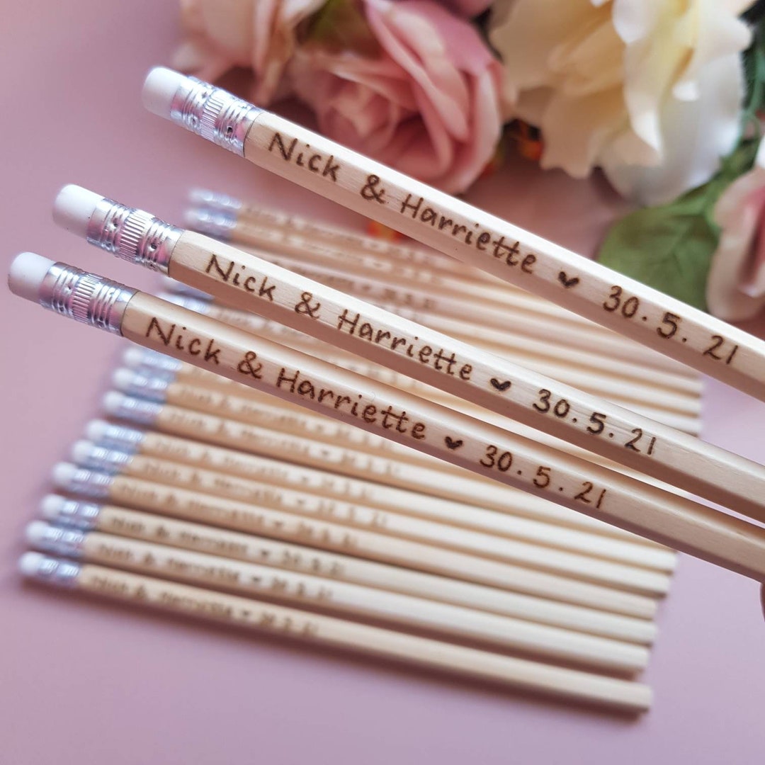 Personalised Wedding Pencils, Bulk Wedding Favours Pencils, Custom ...