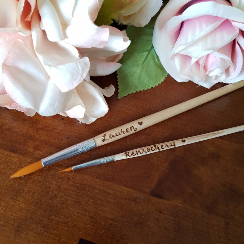 Personalised Paint Brush,custom Brush Set, Wood Burned Artist Supplies ...
