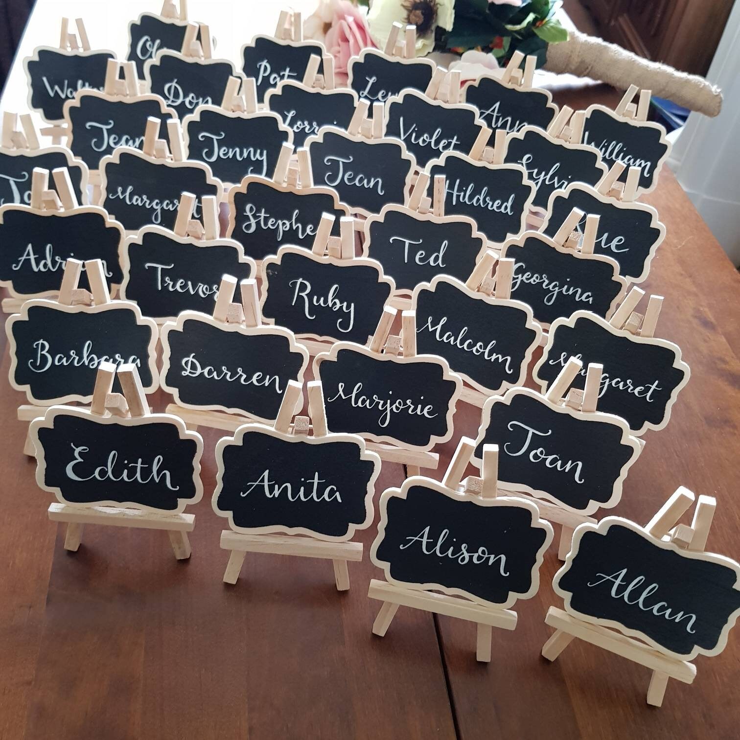 Hand lettered place markers name signs mini blackboard | Etsy
