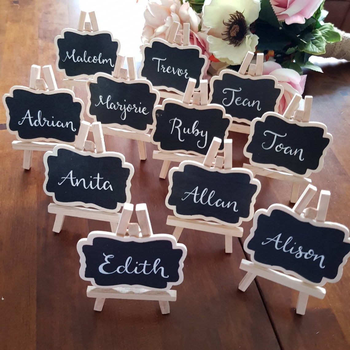 Hand lettered place markers name signs mini blackboard | Etsy