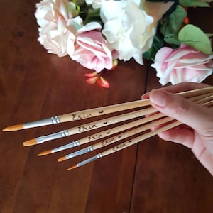 Personalised Paint Brush,custom Brush Set, Wood Burned Artist Supplies ...