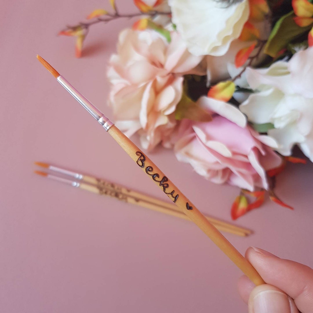 Personalised Paint Brush,custom Brush Set, Wood Burned Artist Supplies ...