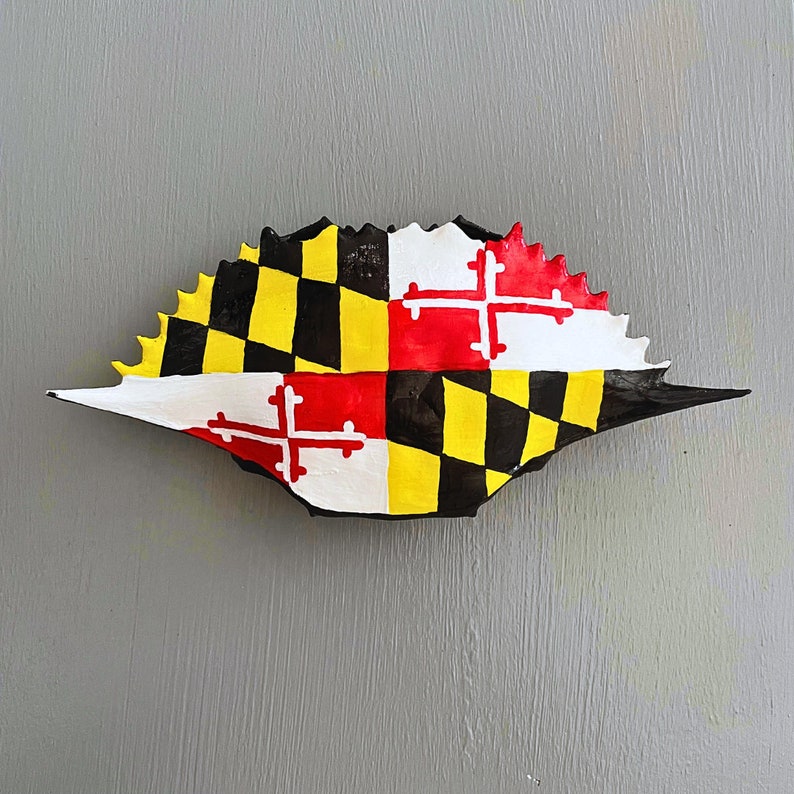 Maryland Flag Themed, Hand-painted Crab Shell Ornament - Etsy