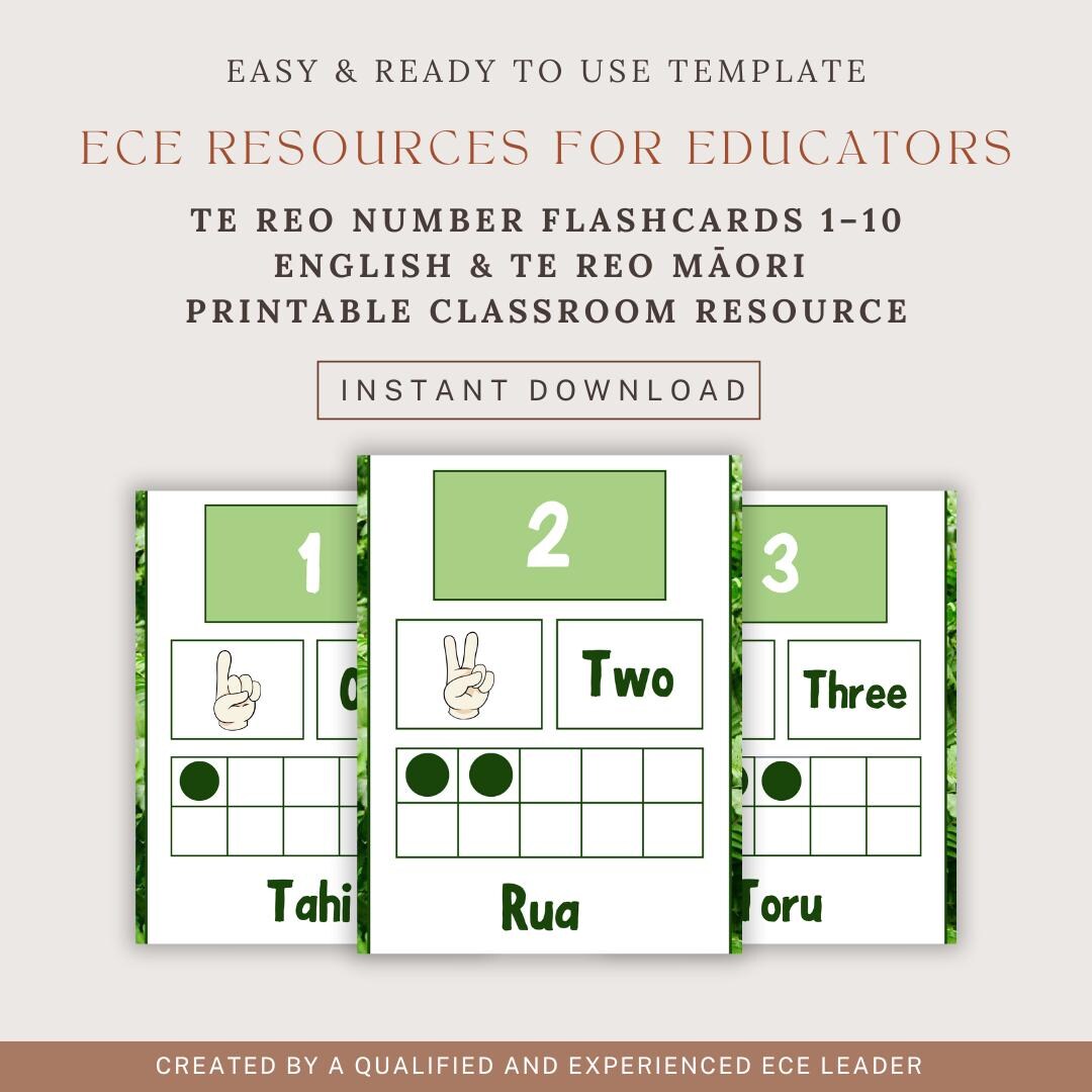 Te Reo Number Flashcards 1–10 English & Te Reo Māori Printable ...