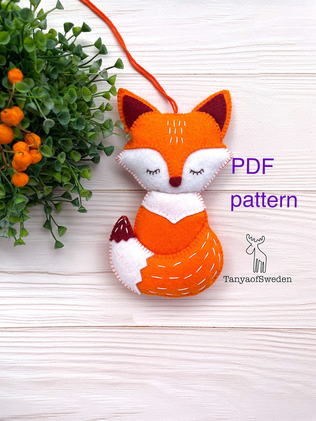 Felt Fox Sewing Pattern Christmas Fox Ornament Pdf Sleeping - Etsy