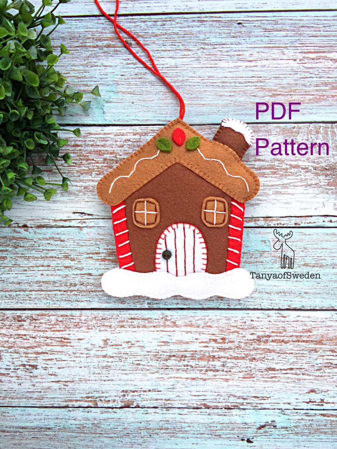 Gingerbread House Christmas Ornament PDF Tutorial Hand Sewing Mini ...